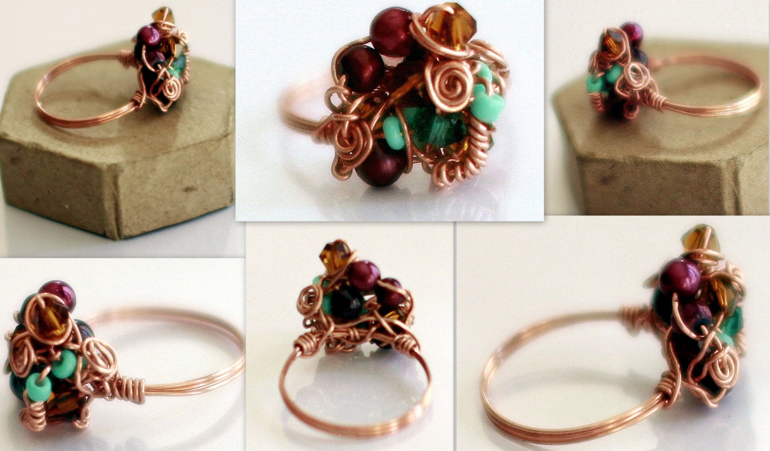 Made to Order Custom Ring Choose Any Color Customized Gift Jewelry Handmade Wire Wrapped Beaded ...
