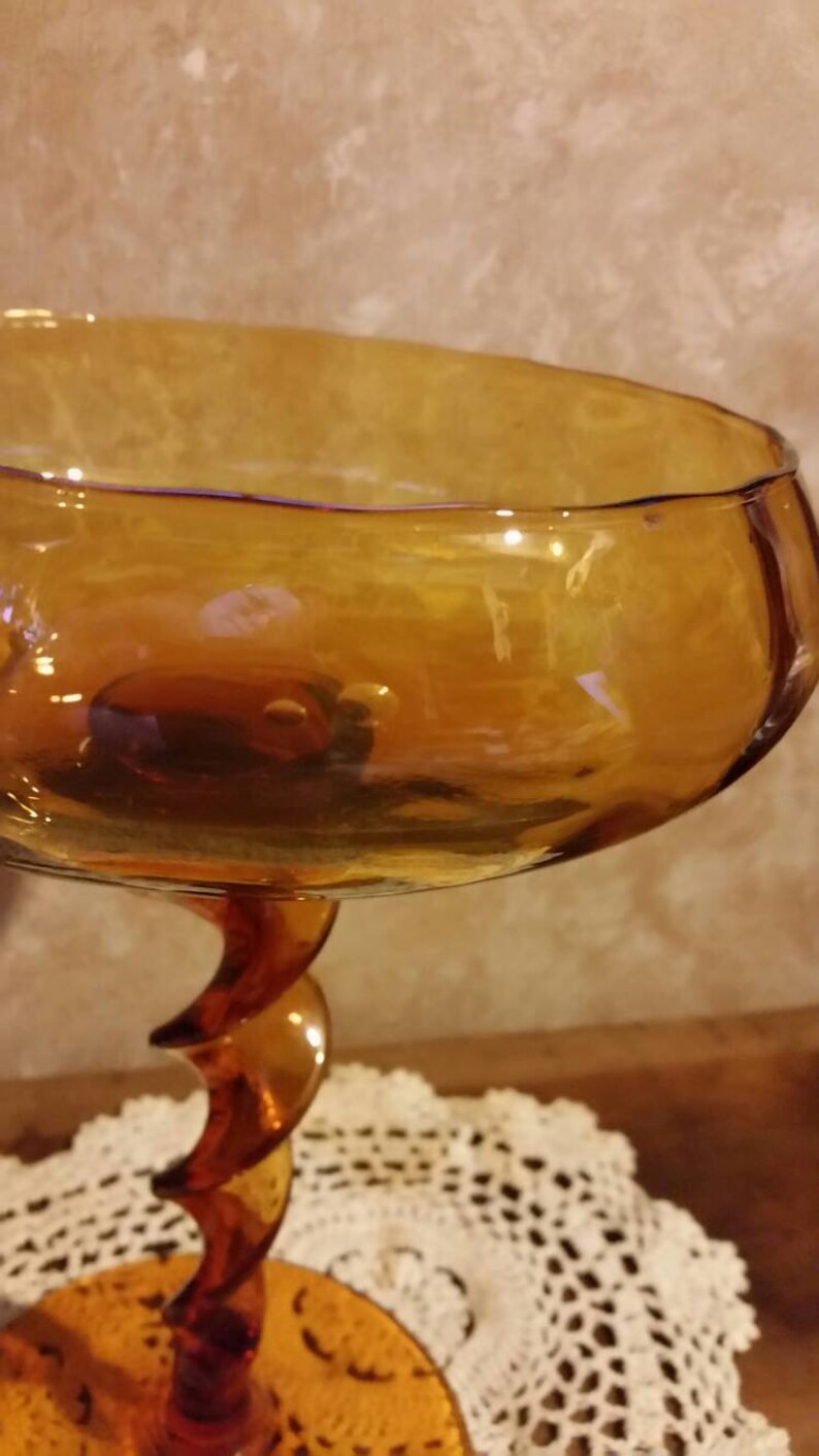 Vintage Amber Glass Compote With a Twisted Stem Zz001 - Etsy