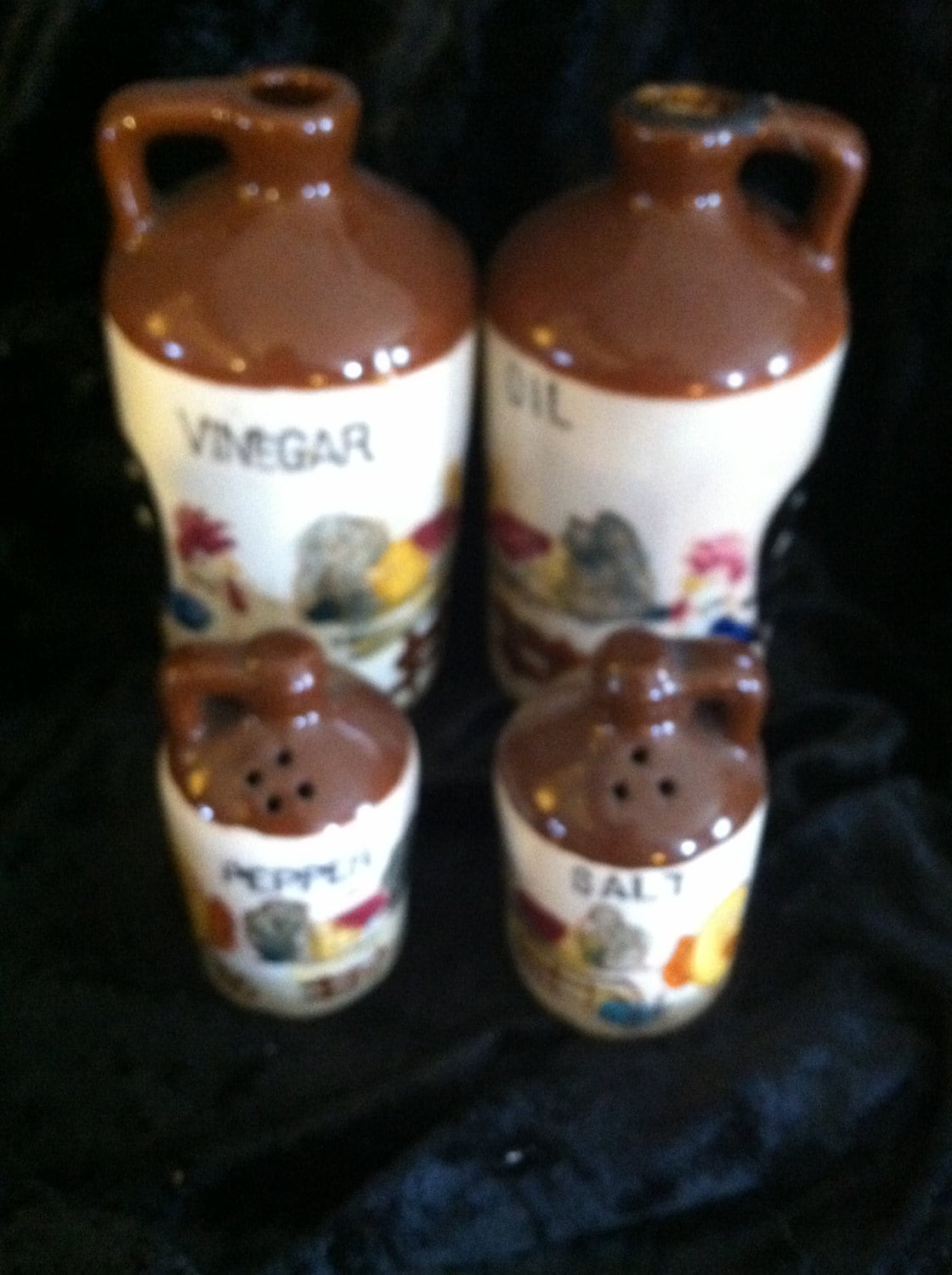 Rooster Crock Salt, Pepper Vinegar and Oil Set - Etsy