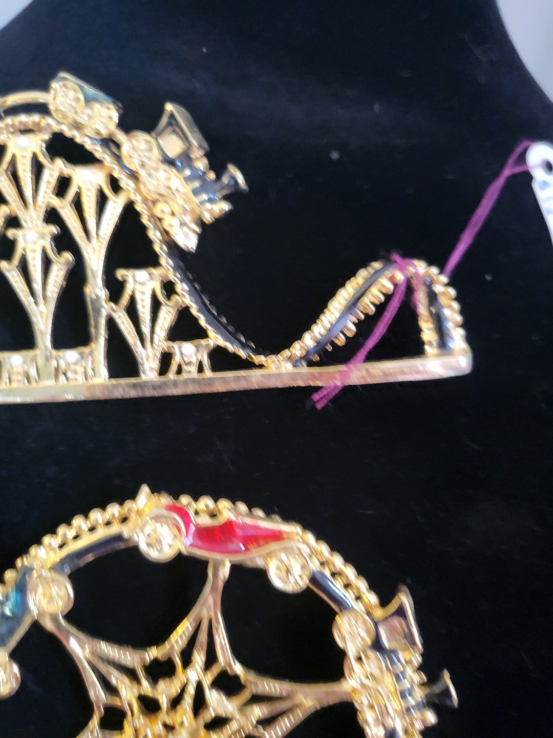Gold Tone and Enamel Amusement Park Pins, Set of 2. Roller Coaster and ...