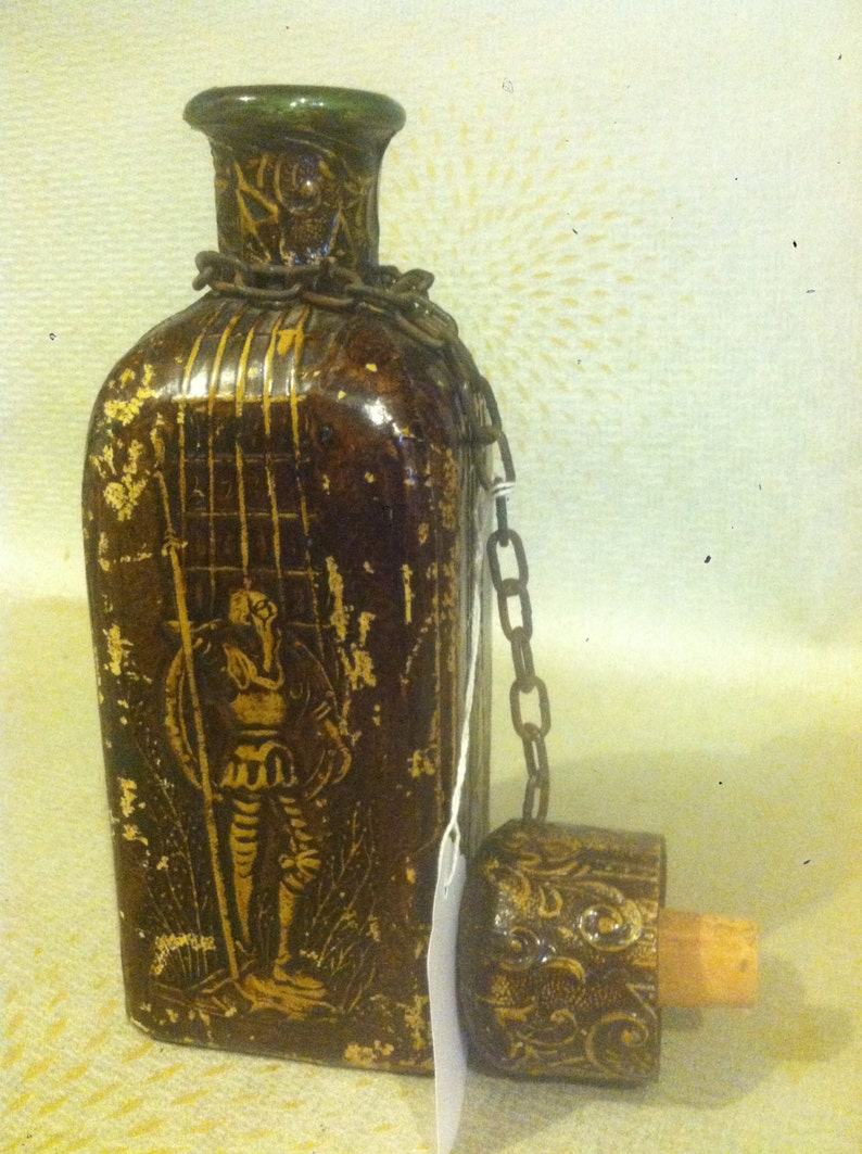 Medieval looking leather liquor bottle | Etsy