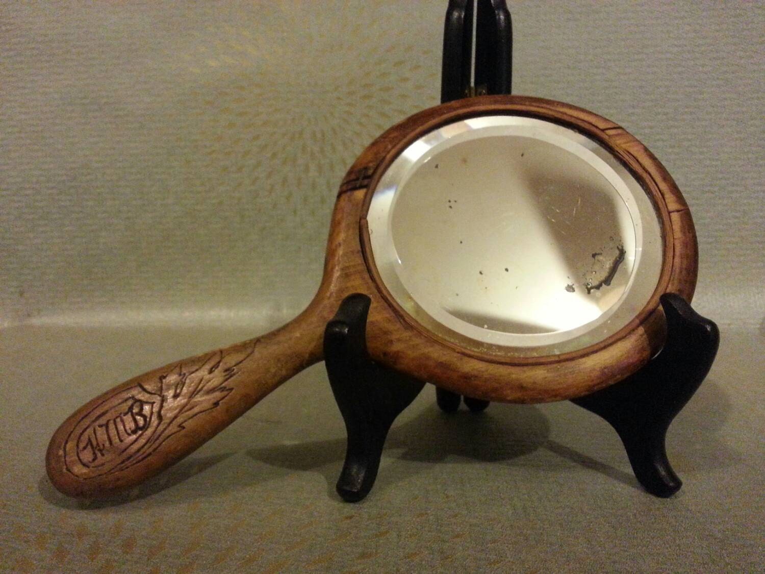 Carved Hand Mirror With Beveled Mirror - Etsy