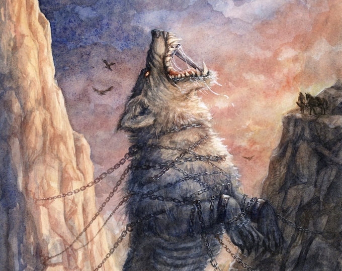 Hati, Devourer of the Moon, Wolf Norse Mythology Print, Sun and Moon ...