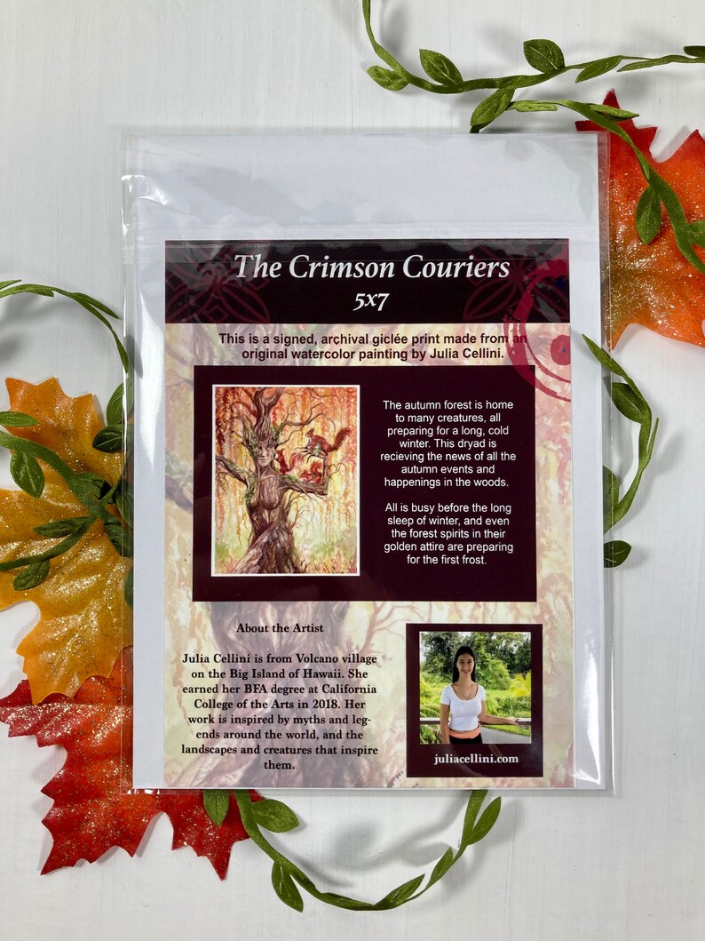 Autumn Dryad Red Squirrels Watercolor Art Print Fall Tree - Etsy