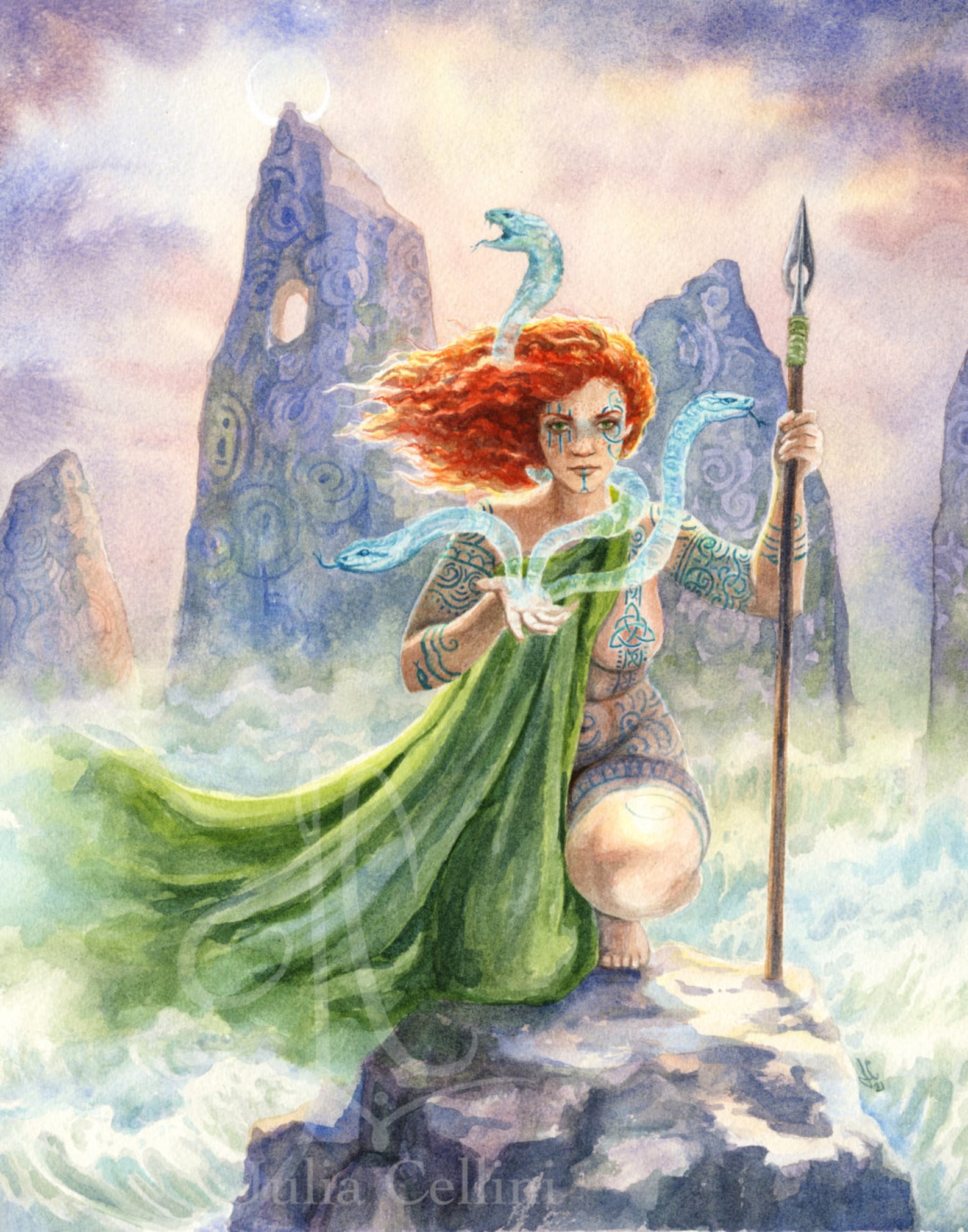 Celtic Snake Goddess Corchen Corra | Fantasy Art Print | Irish Woman ...