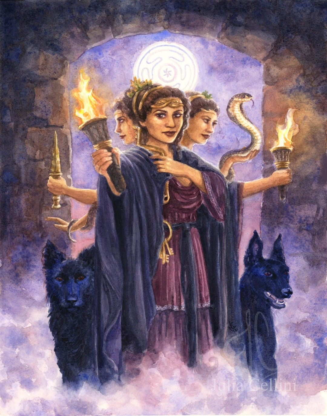 Hekate Hecate Art Print Goddess Painting Greek Dark Purple - Etsy
