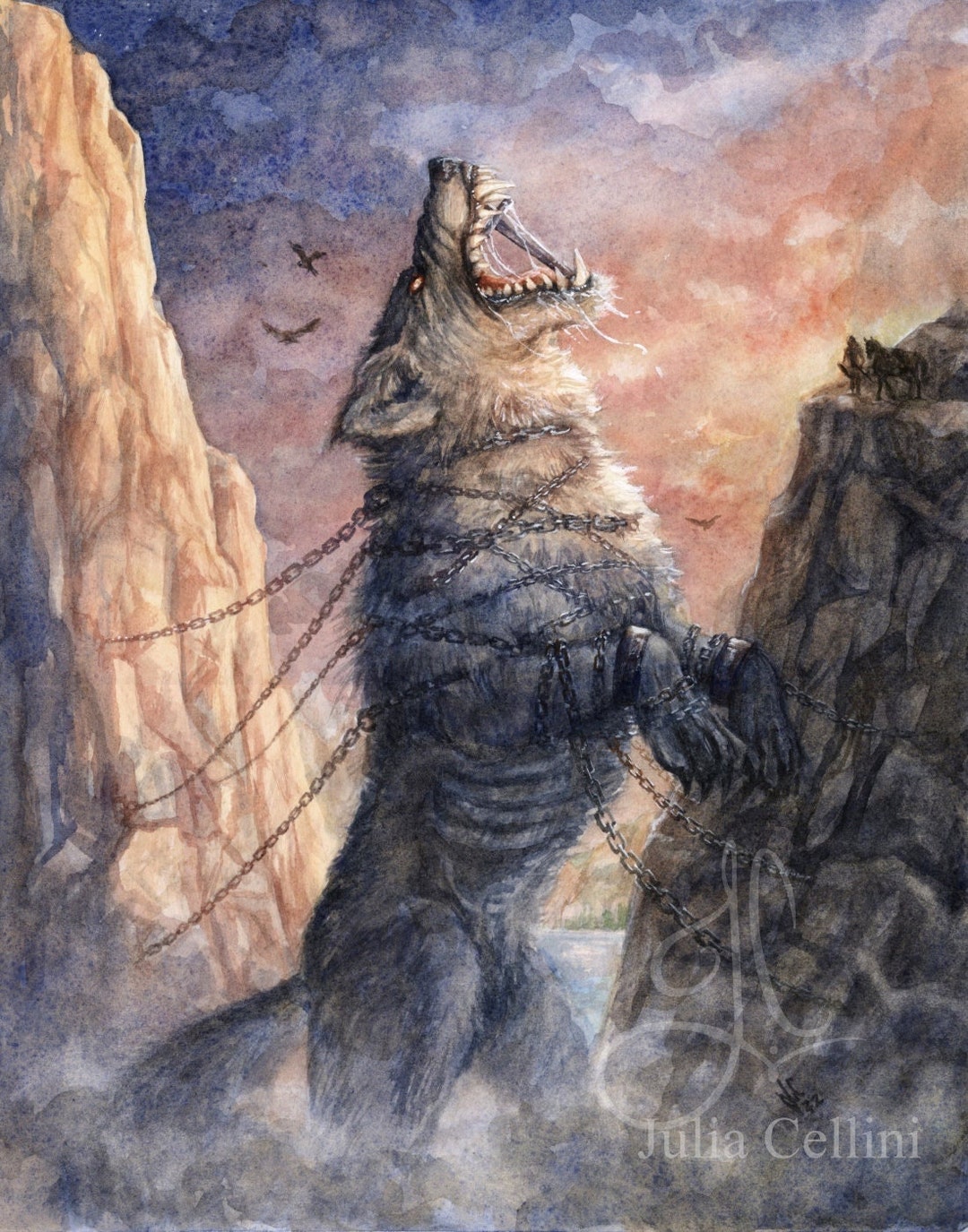 Fenrir Large Art Print | Norse Wolf God | Pagan Dark Fantasy Art - Etsy