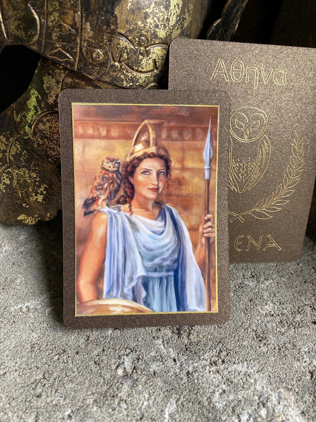 Athena Portrait Altar Prayer Card | Wisdom War Strategy | Greek Goddess ...