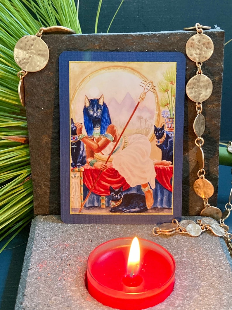 Bastet Altar Card Goddess Bast ACEO Artist Trading Gold Foil | Etsy