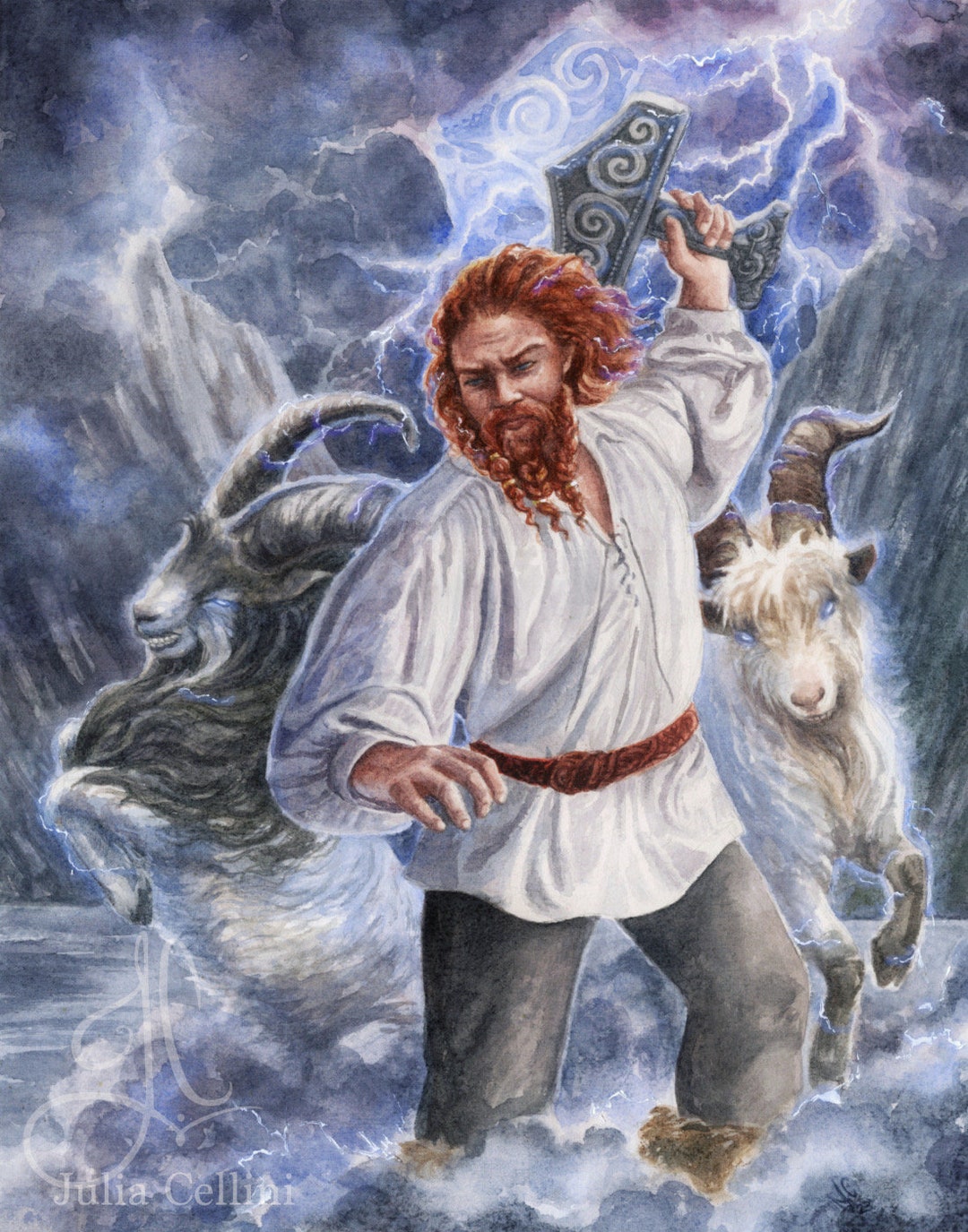 Thor Art Norse Paganism Mythology | Prints Watercolor | Scandinavian ...