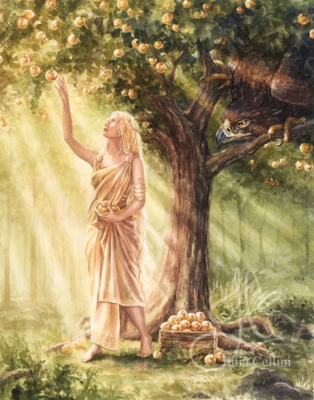 Iðunn Goddess Art Norse Mythology Idunn Giant Eagle Golden - Etsy