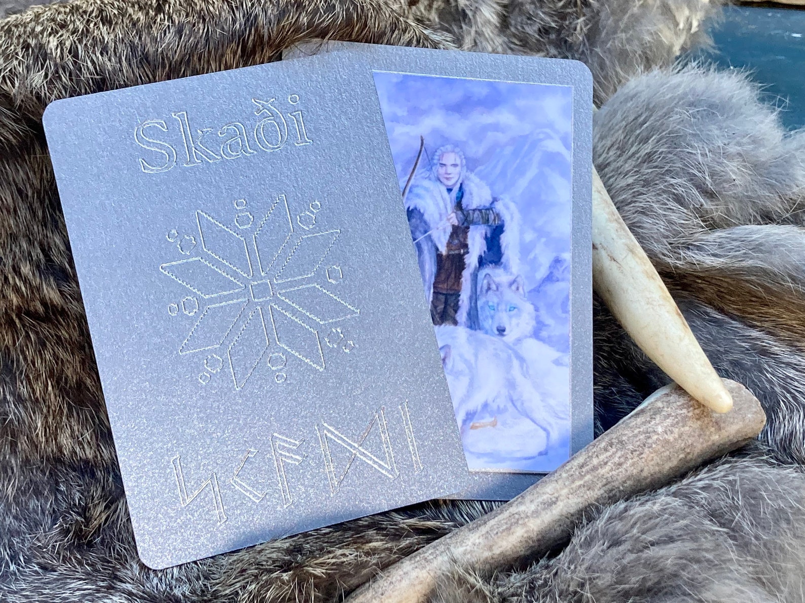 Skadi Norse Winter Goddess Altar Card | Small Art Print Wolves Pagan - Etsy