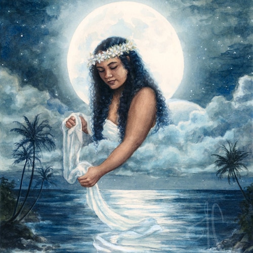 Namaka Hawaiian Ocean Goddess Watercolor Art Print Sea Wave - Etsy