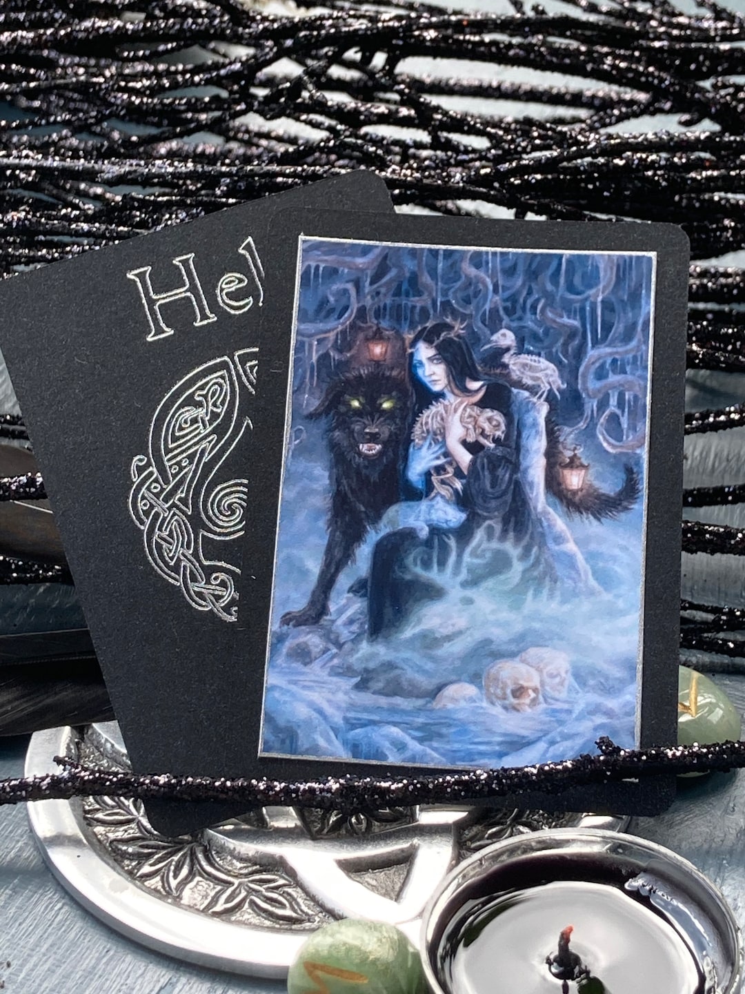 Hel Prayer Card | Norse Death Goddess Art Altar Hela | Dark Underworld ...