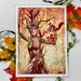Autumn Dryad Red Squirrels Watercolor Art Print Fall Tree - Etsy