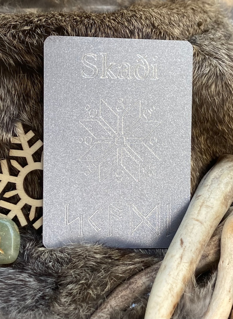Skadi Norse Winter Goddess Altar Card | Small Art Print Wolves Pagan - Etsy