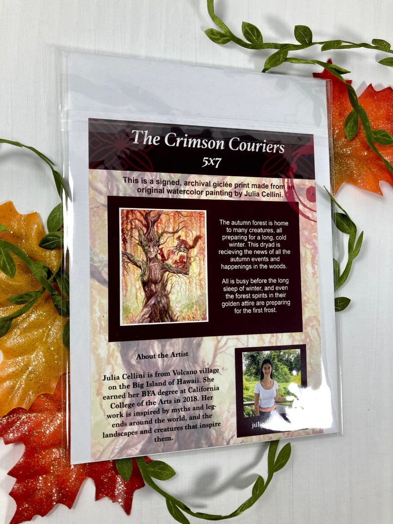 Autumn Dryad Red Squirrels Watercolor Art Print Fall Tree - Etsy