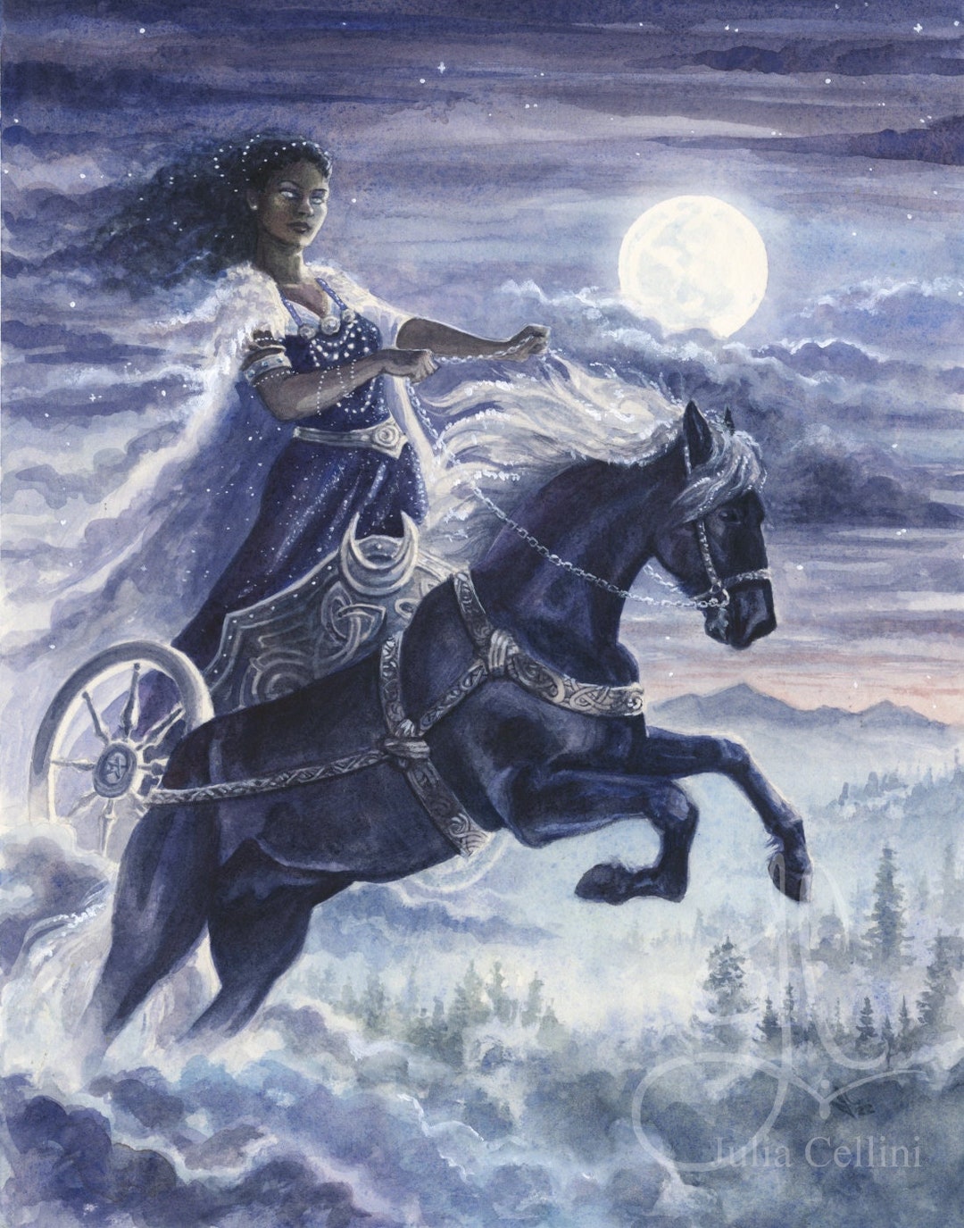 Nótt Night Goddess | Norse Mythology Art Nott Hrimfaxi| Fantasy ...