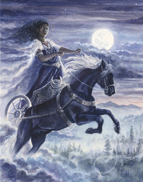 Nótt Night Goddess Norse Mythology Art Nott Hrimfaxi - Etsy Australia