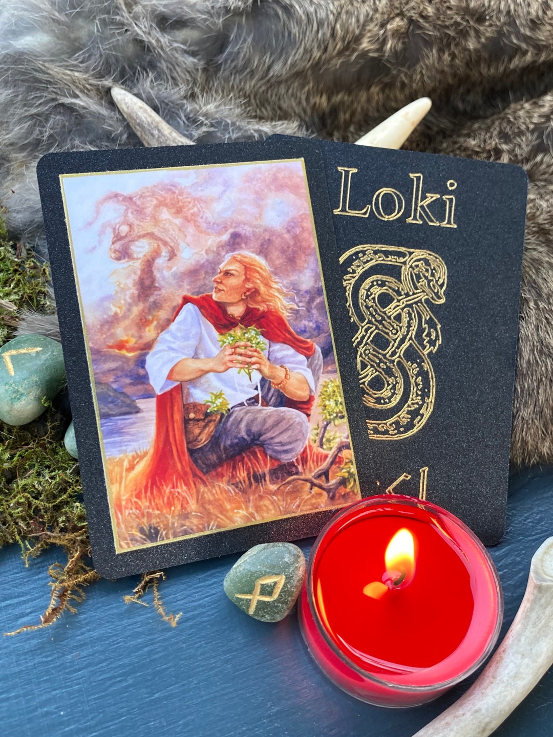 Loki Altar Card | Norse Gods Art | Trickster Prayer Cards - Etsy