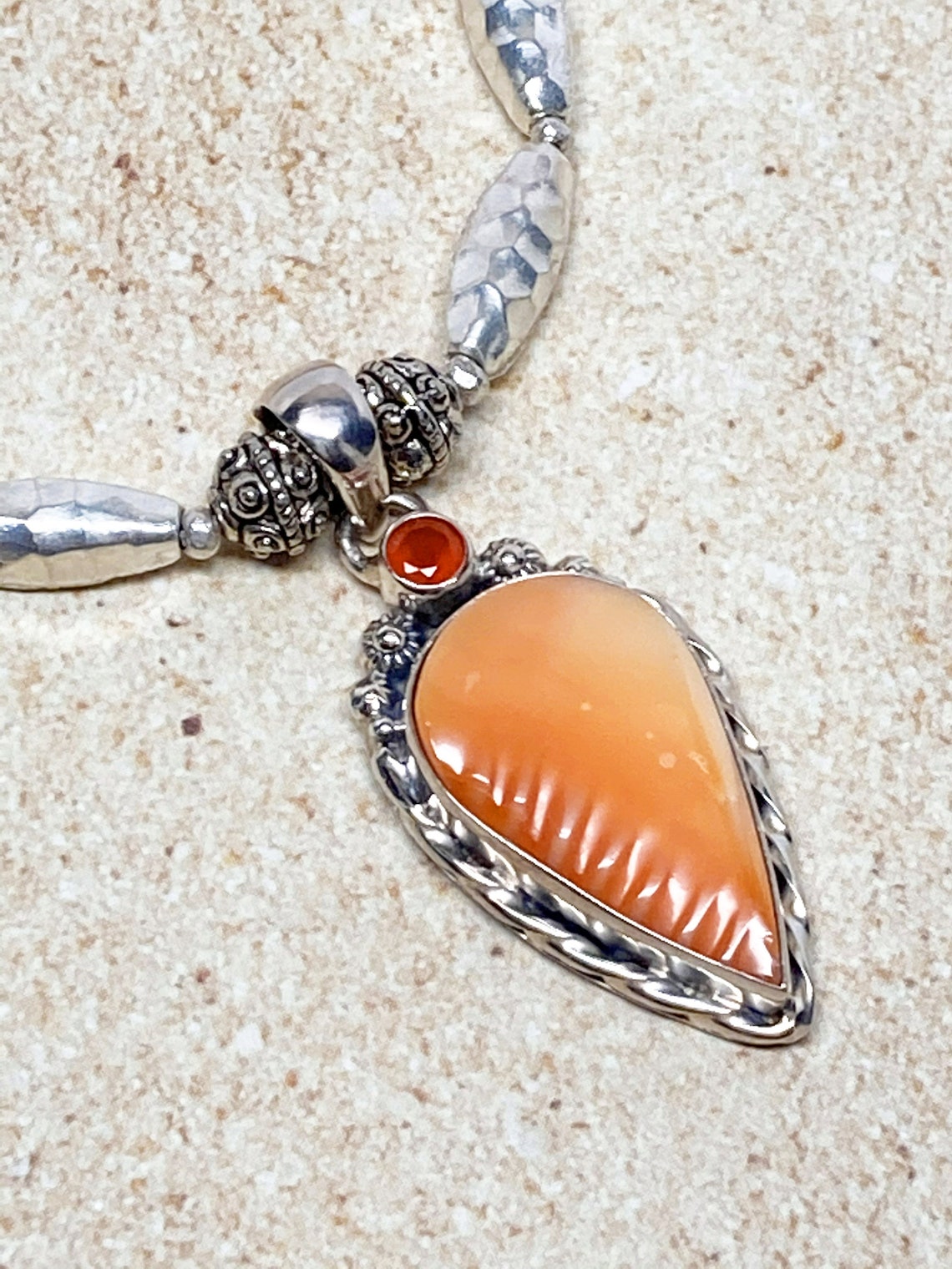 Orange Spiny Oyster Sterling Silver Pendant Orange Carnelian - Etsy