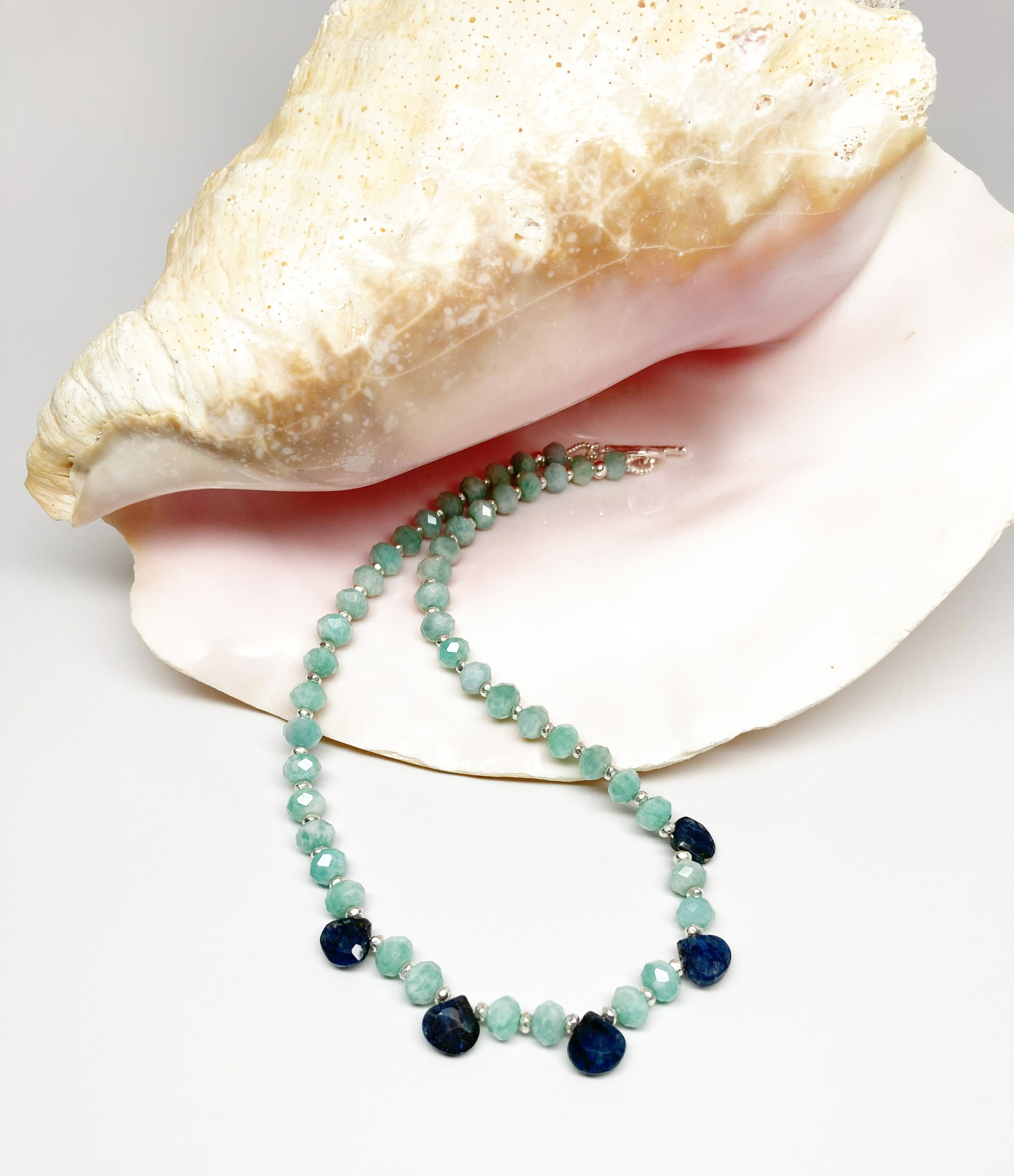 Dark Blue Labradorite Briolette, Faceted Amazonite, Hill Tribe Silver ...