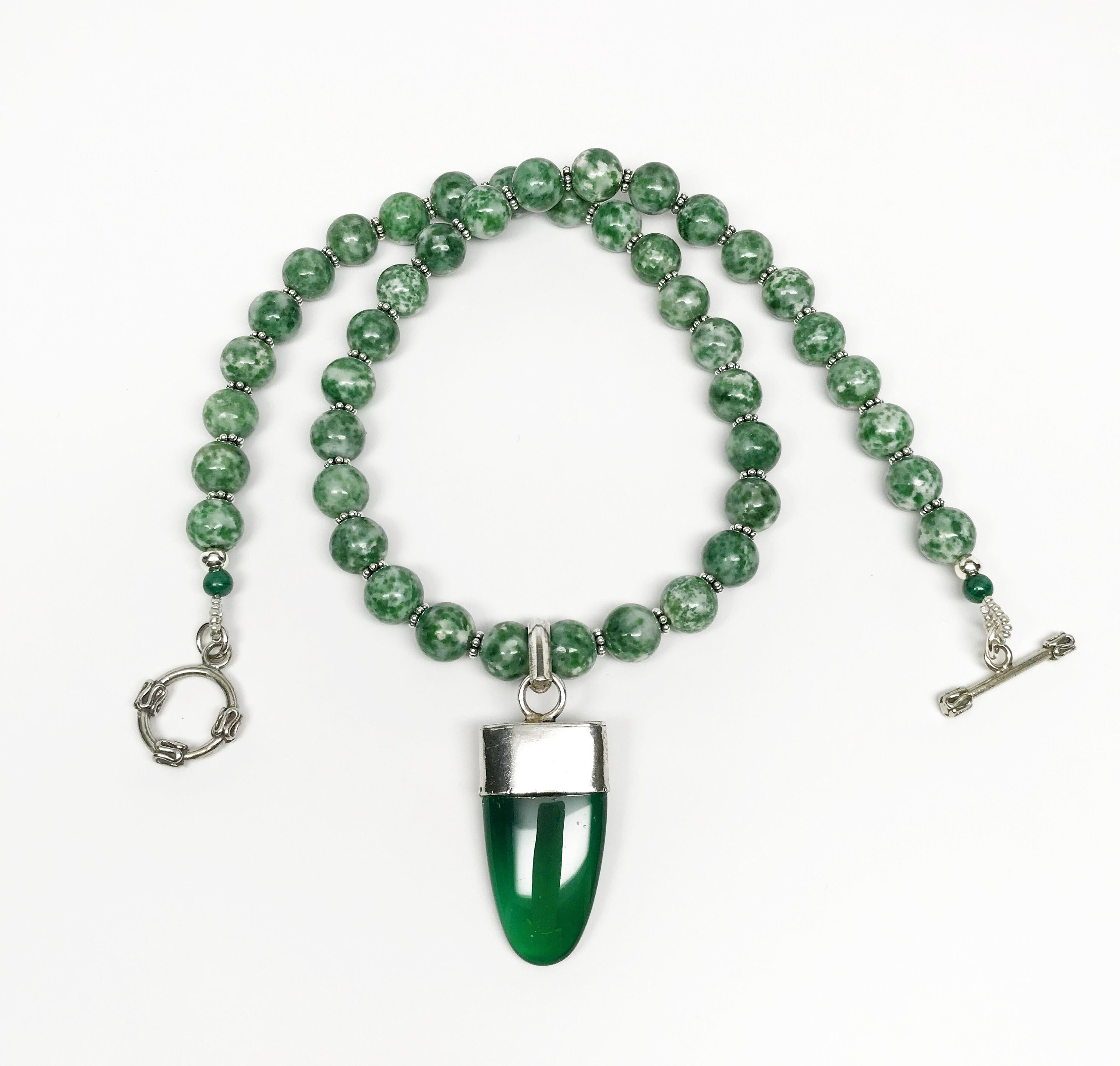 Green Tree Agate Sterling Silver Green Chalcedony Pendant Necklace ...