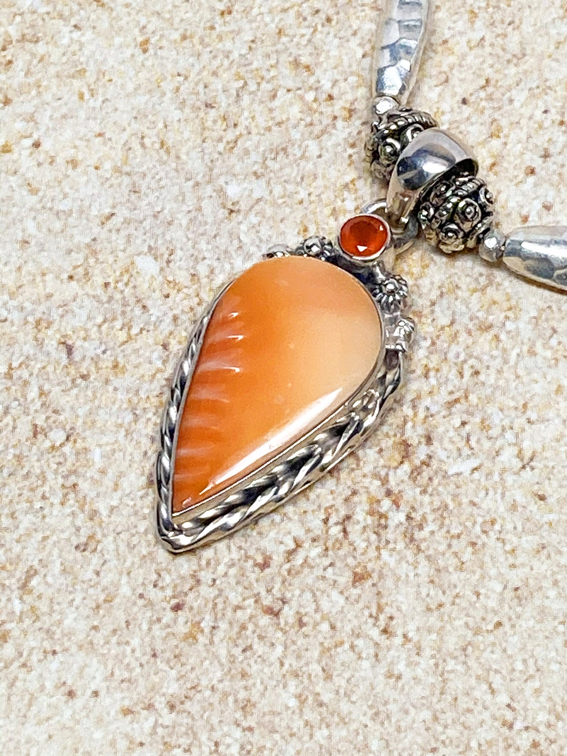 Orange Spiny Oyster Sterling Silver Pendant Orange Carnelian - Etsy