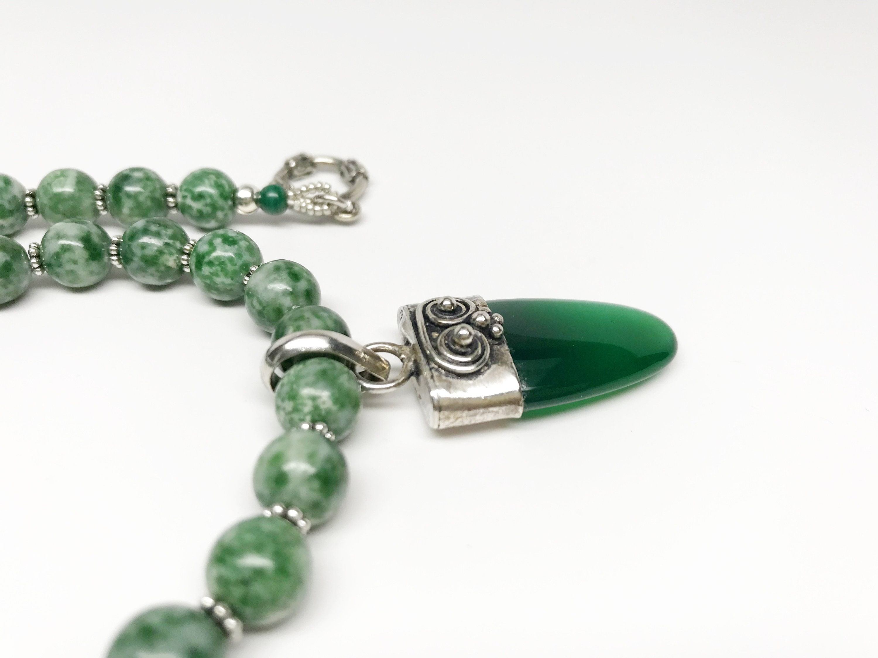 Green Tree Agate Sterling Silver Green Chalcedony Pendant Necklace ...