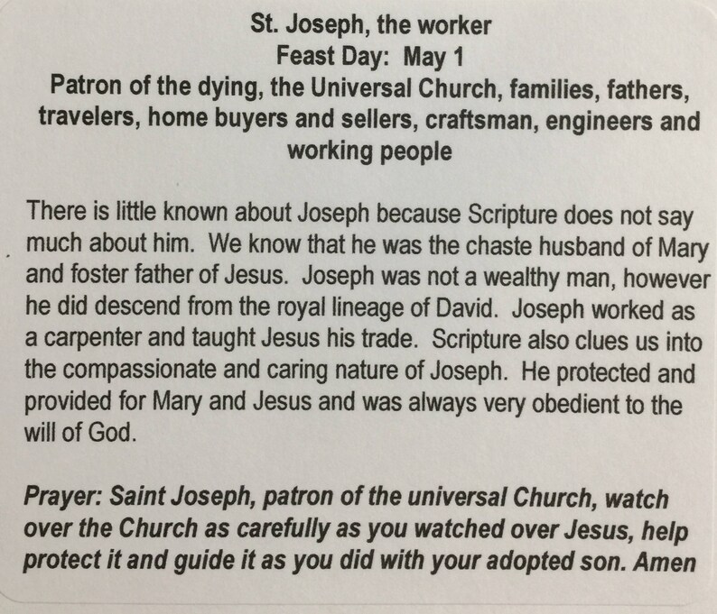 St. Joseph the Worker, Patron of Workers, Patron Saint of Dying, Saint ...