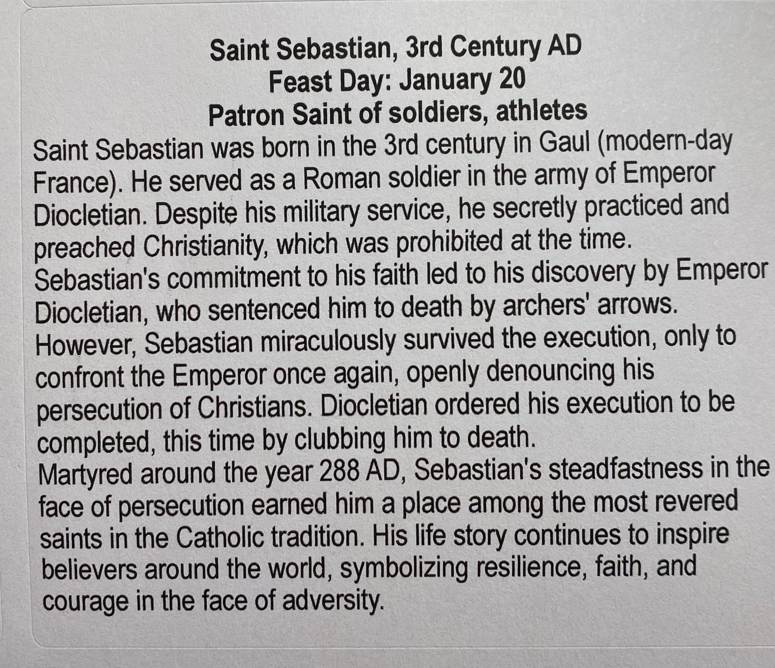 St. Sebastian, Saint Sebastian, Patron Saint, Patron of Athletes ...