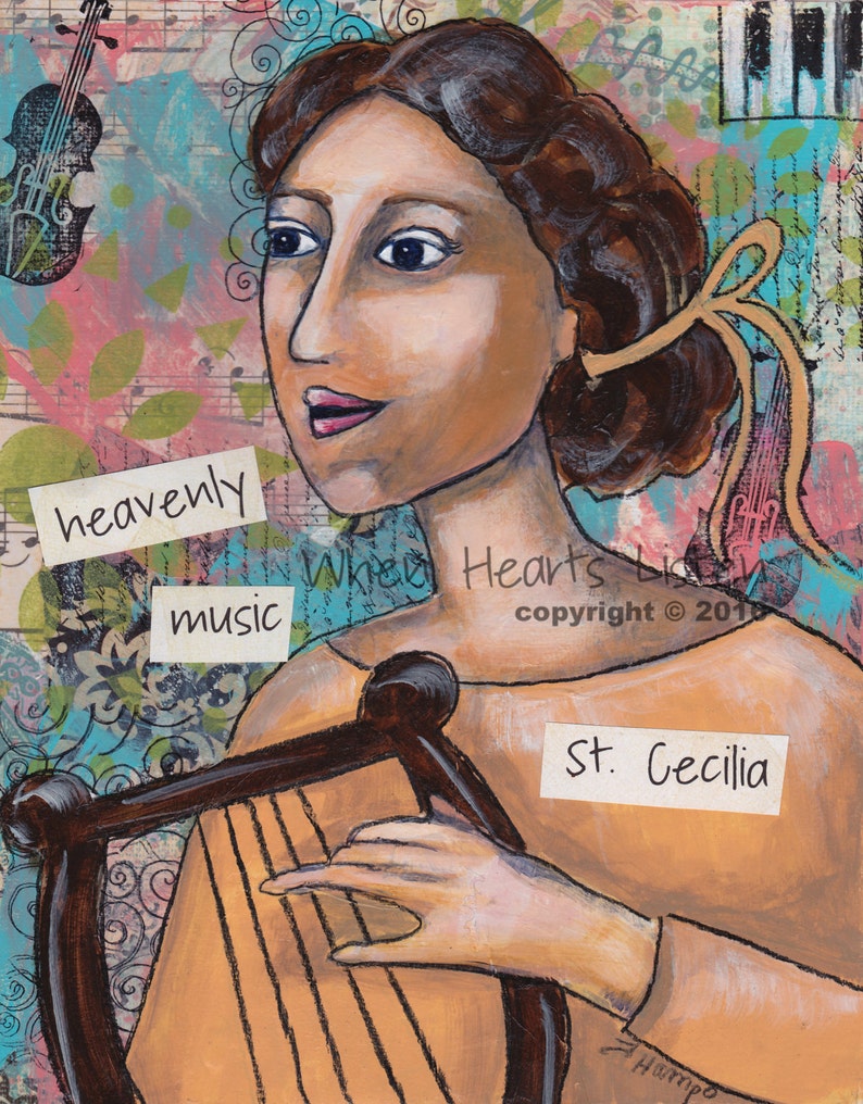 St. Cecilia, Patron Saint of Music, Saint Painting, Religious or ...