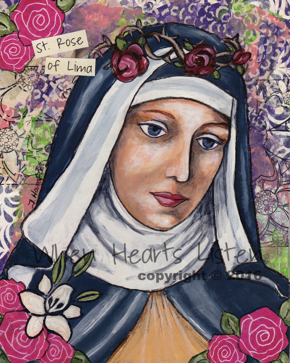 Sainte Rose de Lima- patronne des fleuristes-cadeau de confirmation ...