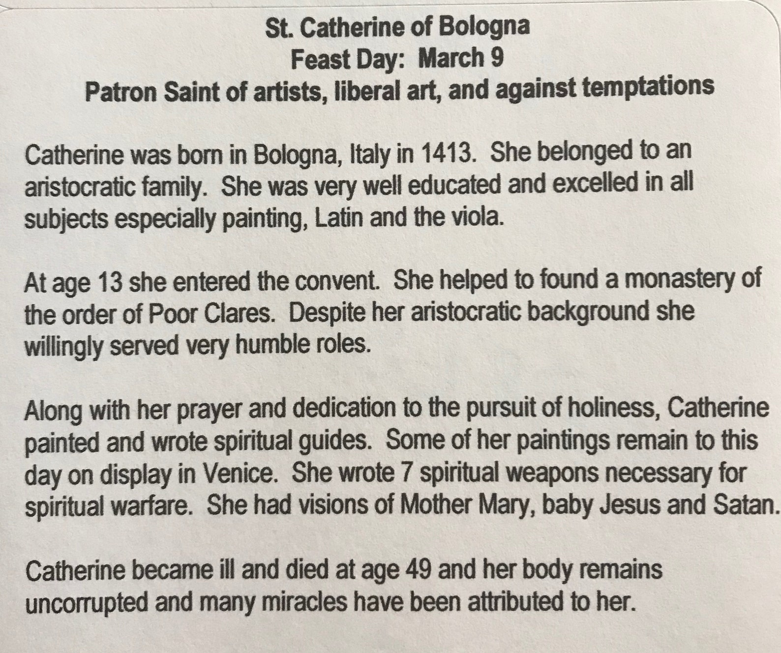 St. Catherine of Bologna, Patron Saint of Artists, Saint Art, Painting ...