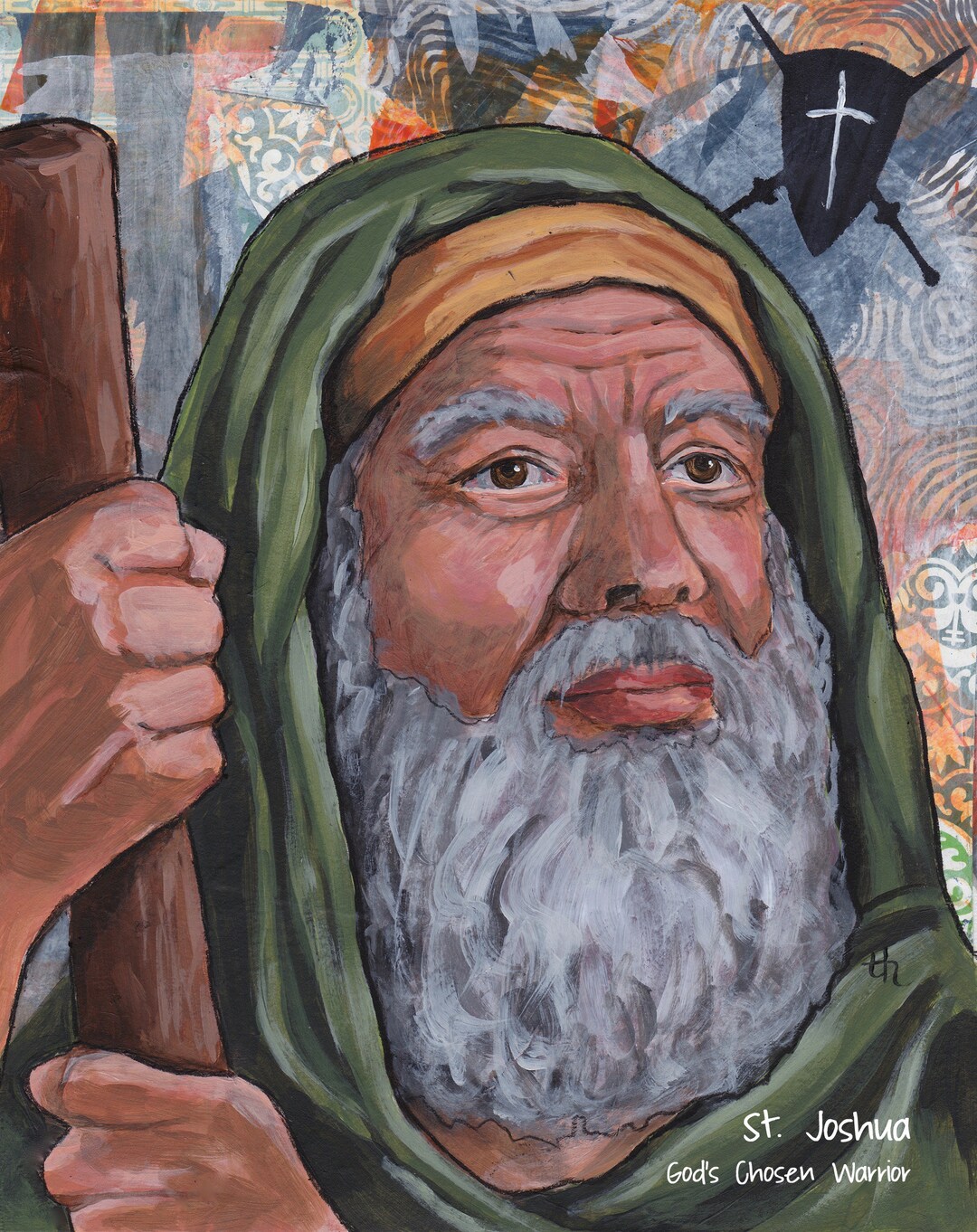 St. Joshua, Schutzpatron der Soldaten, Heilige Kunst, moderne Ikone ...
