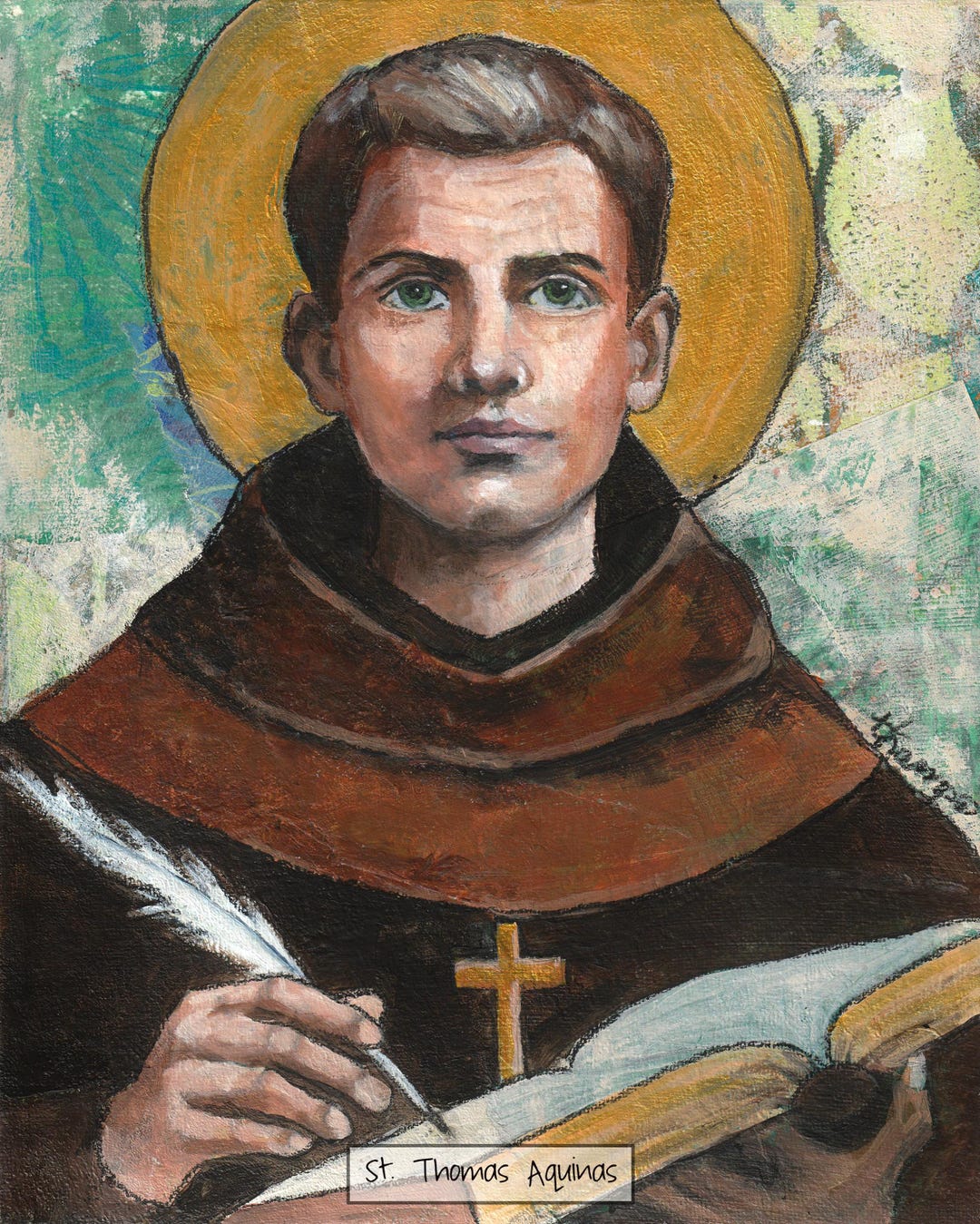 St. Thomas Aquinas Art, Modern Icon, Contemporary Icon, Saint Art ...
