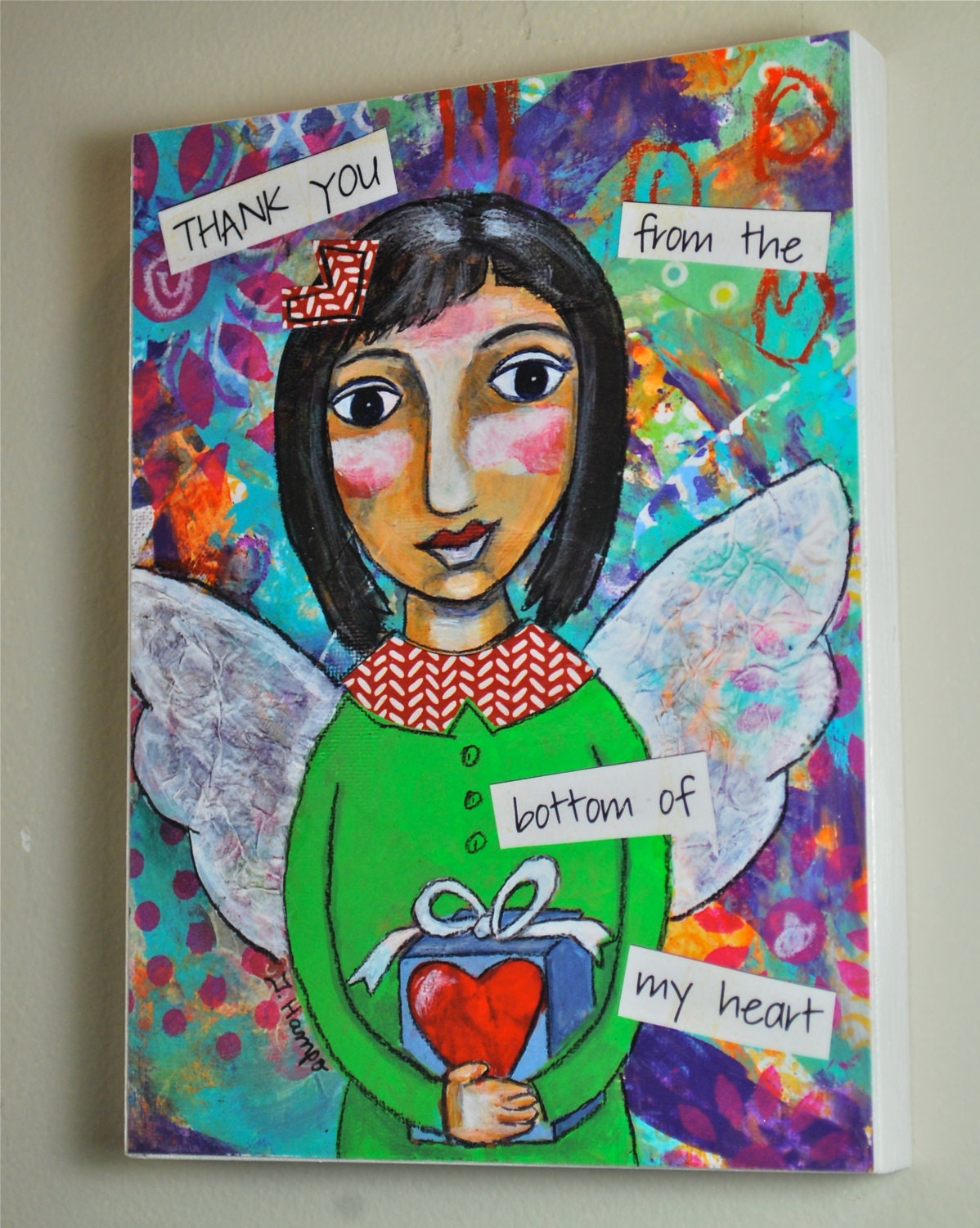 Thank You Gift, Angel of Thanks, Thank You Angel, Angel With Gift, Folk ...