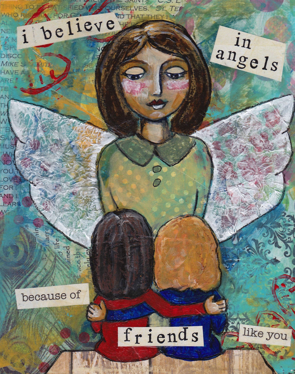 Gift for Friend, Angel Painting, Angel Artwork, Personalized Art ...