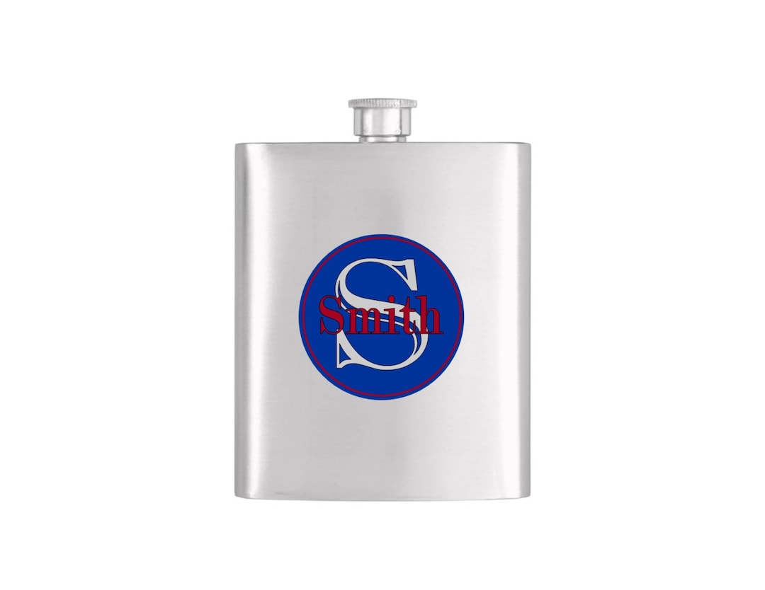 Personalized Flask Custom Name Initial Color Monogram Groomsmen Flask ...
