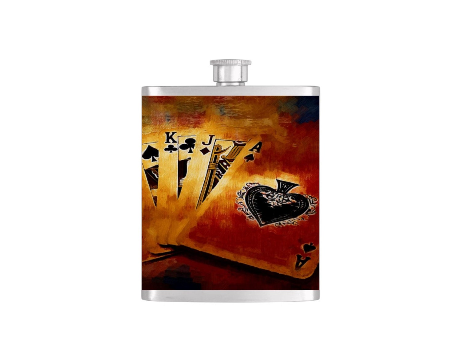 Poker Playing Cards Whiskey Flask Hearts Las Vegas Gambling Bachelor ...