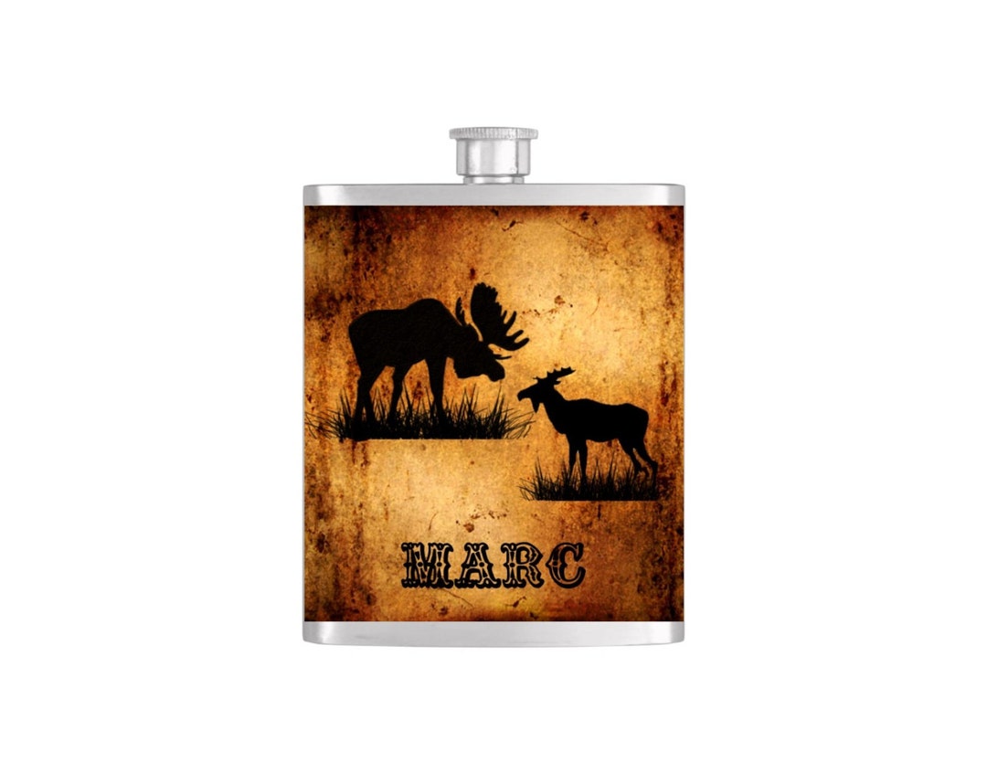 Personalized Moose Groomsmen Guy's Flask by Bottoms up Custom Flasks ...