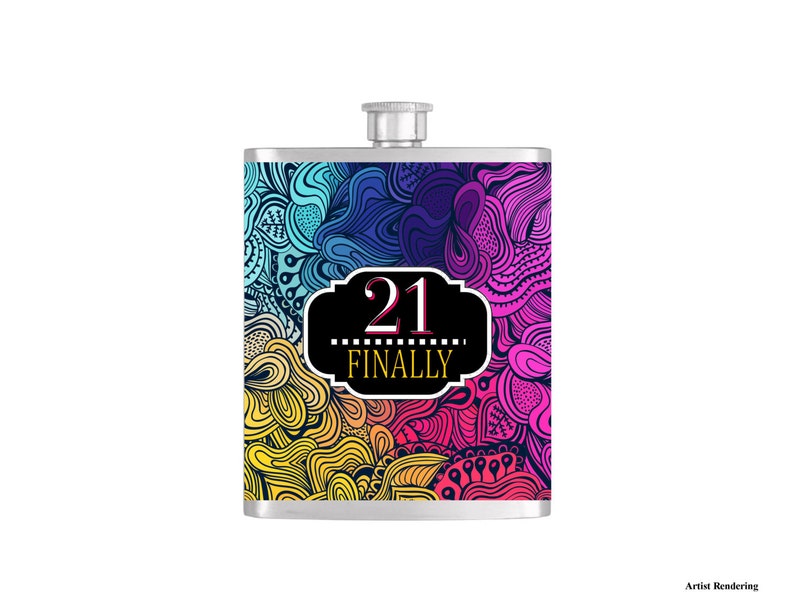 21 Finally Birthday Flask by Bottoms up Flasks Stainless Steel 7 Oz ...
