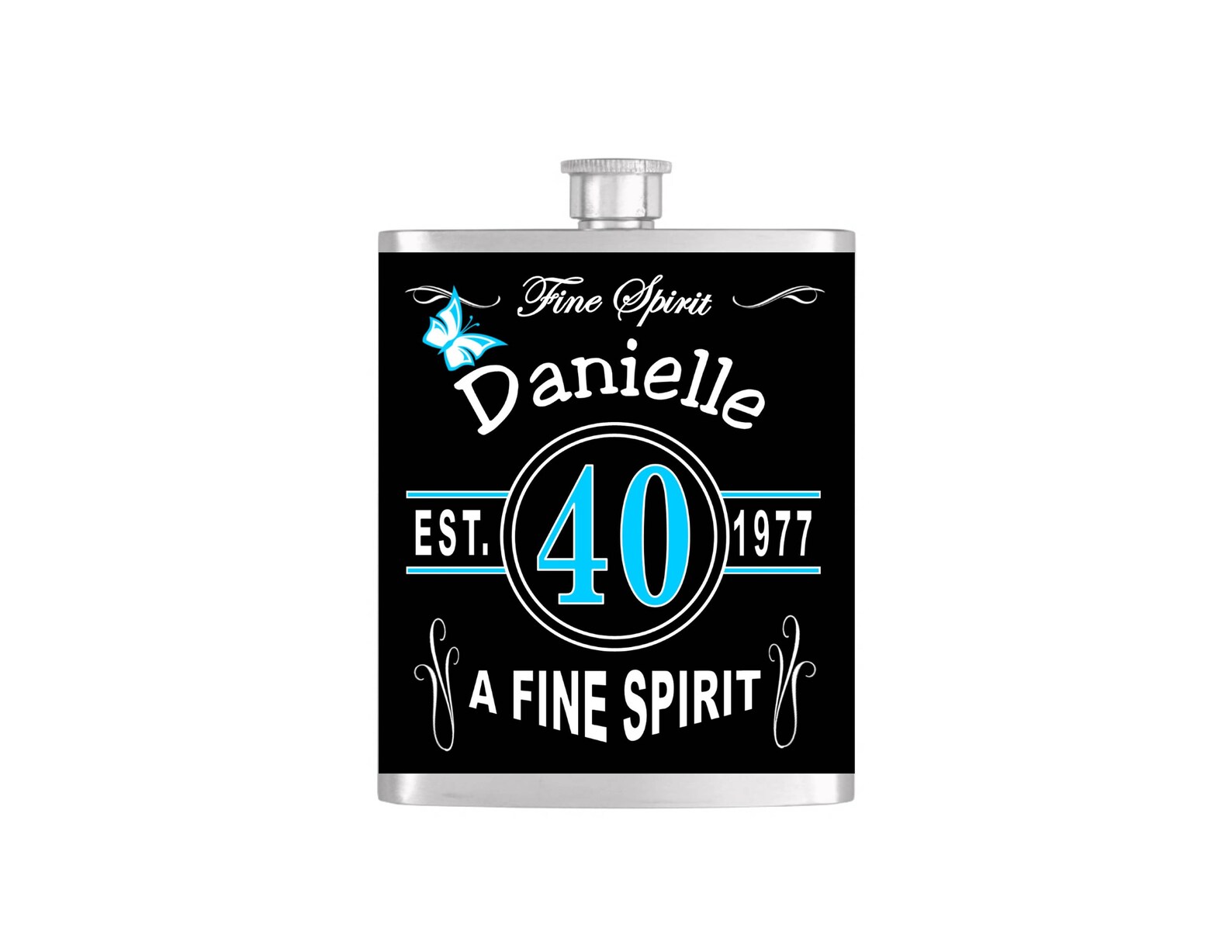 Over The Hill 40th Vintage Chic Birthday Flask By Bottoms Up | Etsy