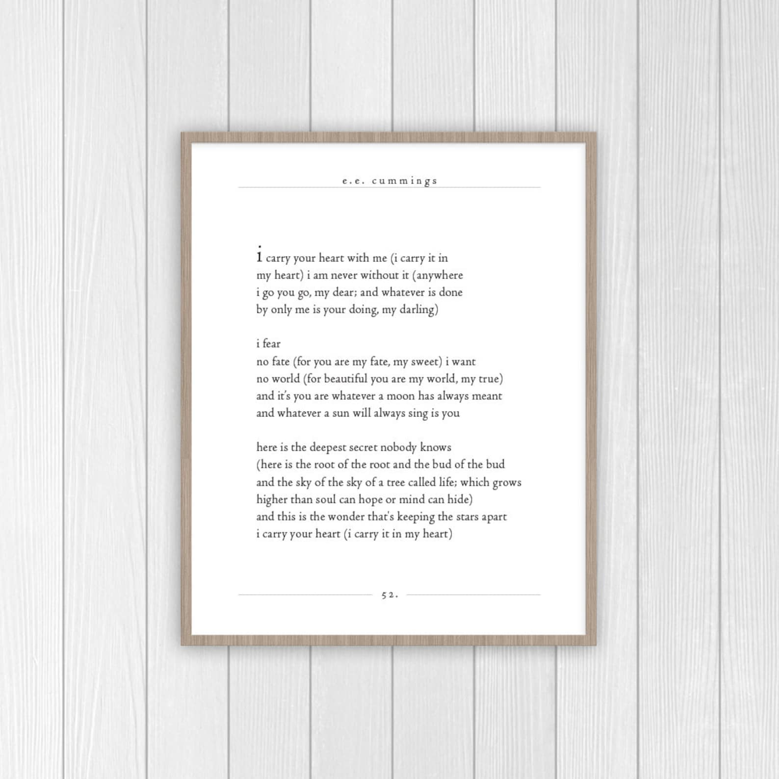 E.e. Cummings Poem Quote I Carry Your Heart Poem Print - Etsy
