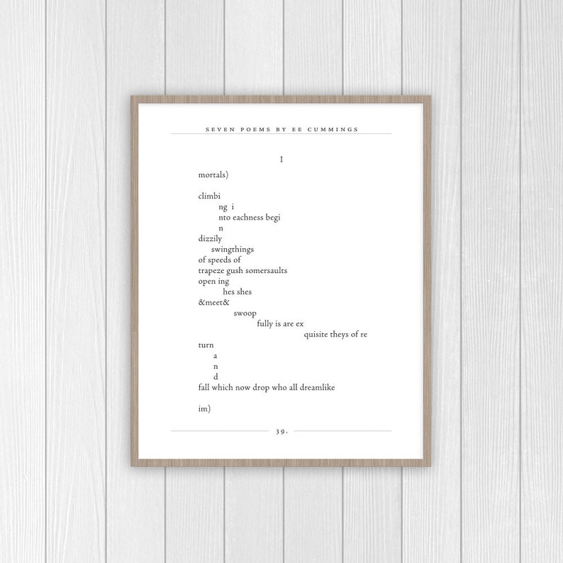 E.e. Cummings Poem Quote | Seven Poems Mortals Poem Print | Most ...