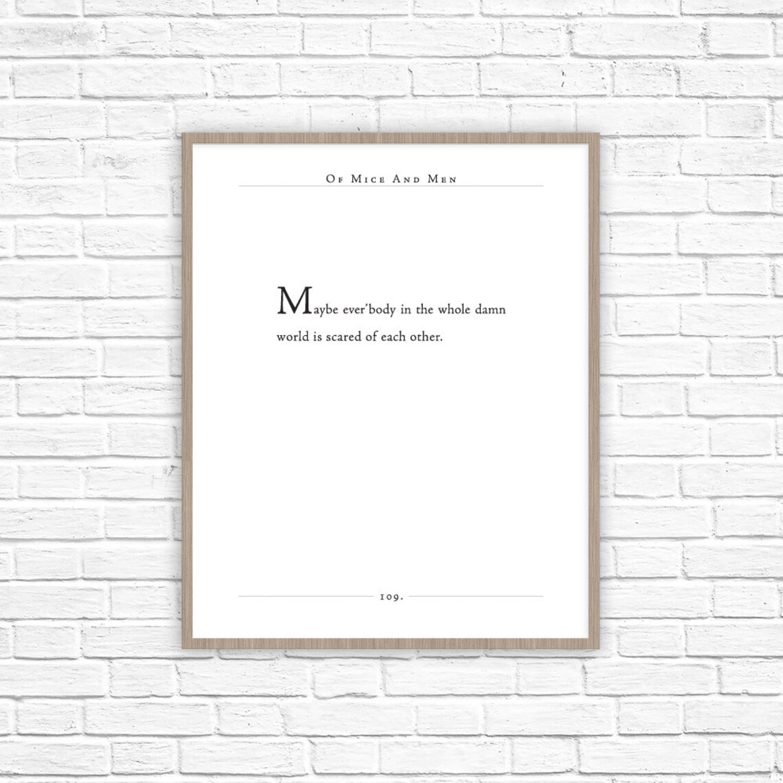 John Steinbeck Quote of Mice and Men Print Classic Lit | Etsy