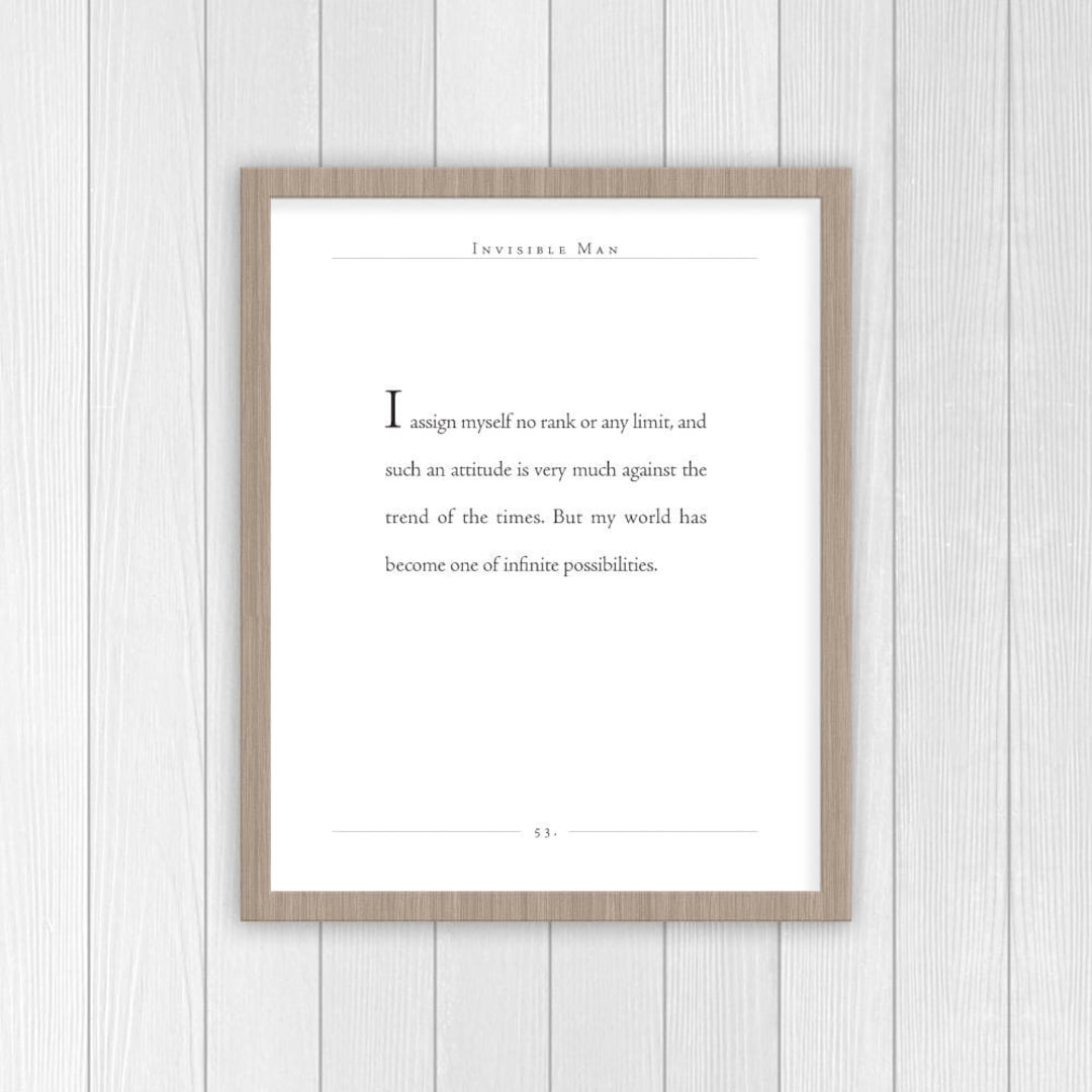 Ralph Ellison Quote | Invisible Man Print | Infinite Possibilities ...