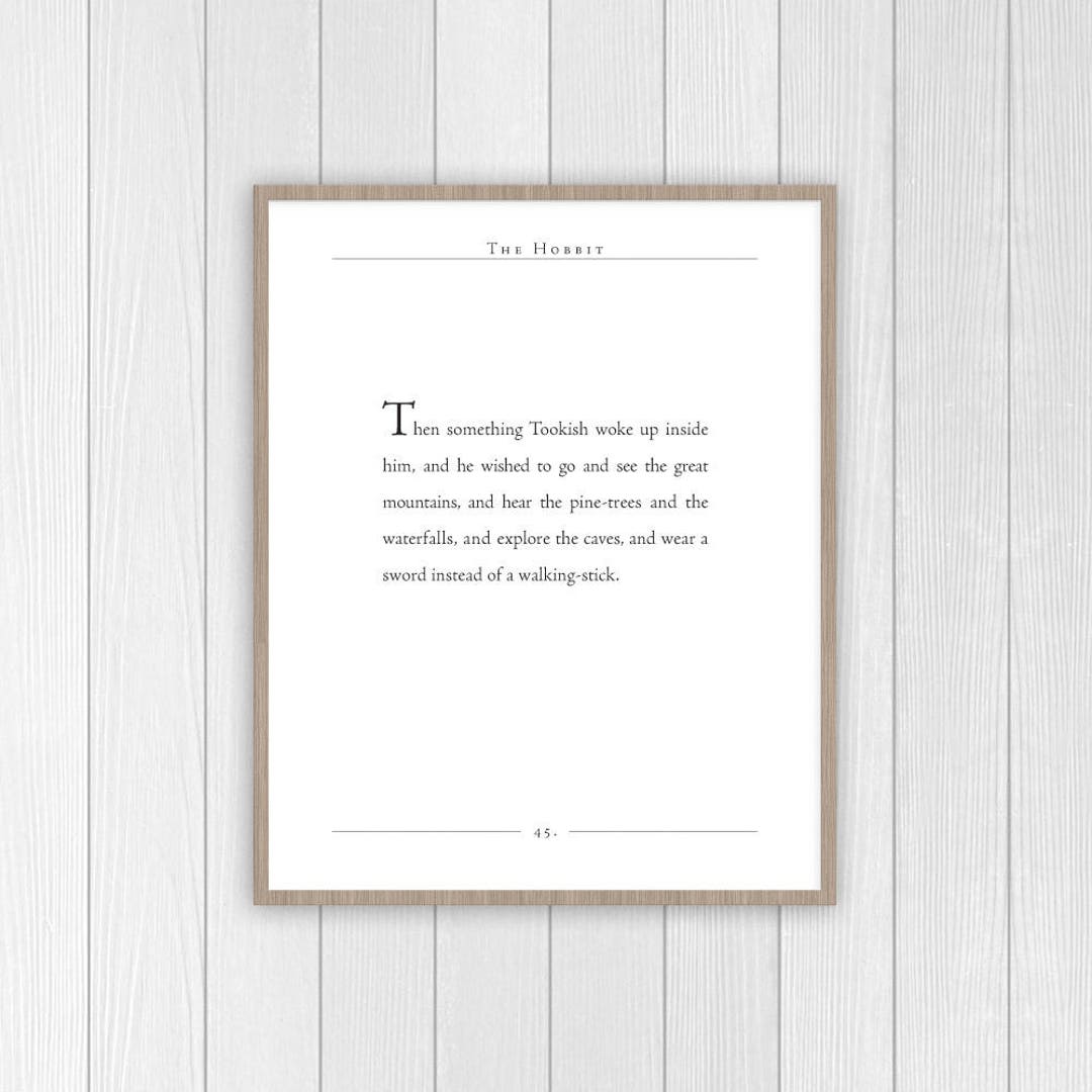 Tolkien Hobbit Quote Print | Something Tookish Quote | Literary Gift ...