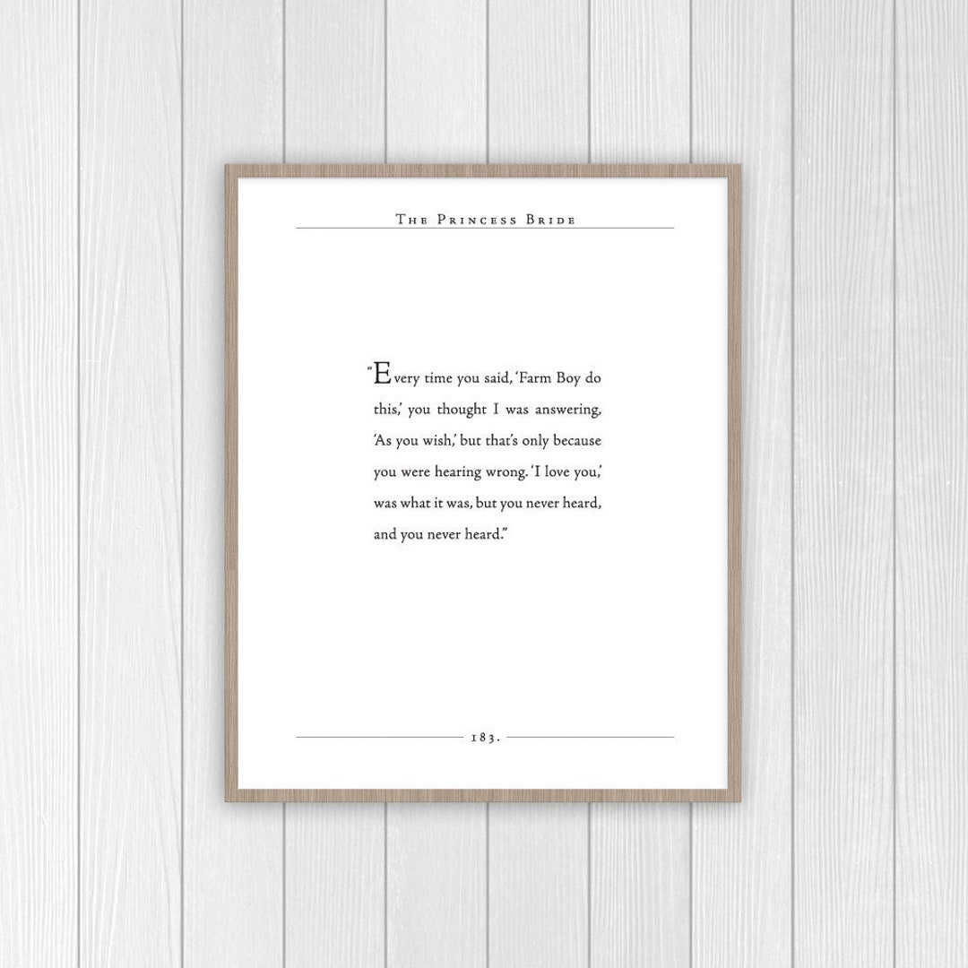 Princess Bride as You Wish Quote | Princess Bride Print | Book Quote ...