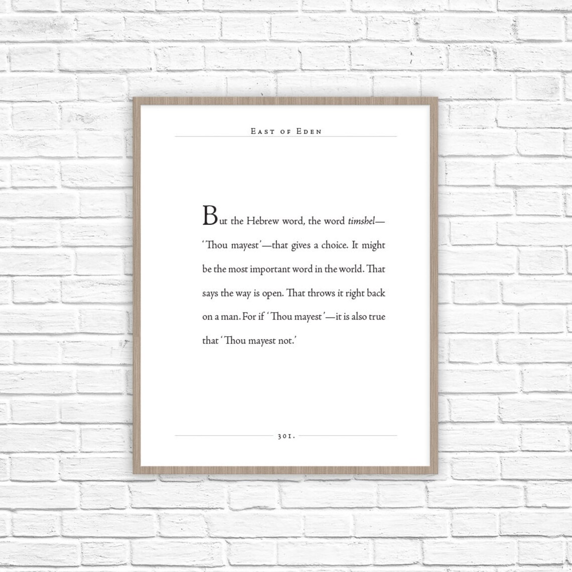 John Steinbeck Quote | East of Eden Print | Timshel Hebrew Word Quote ...